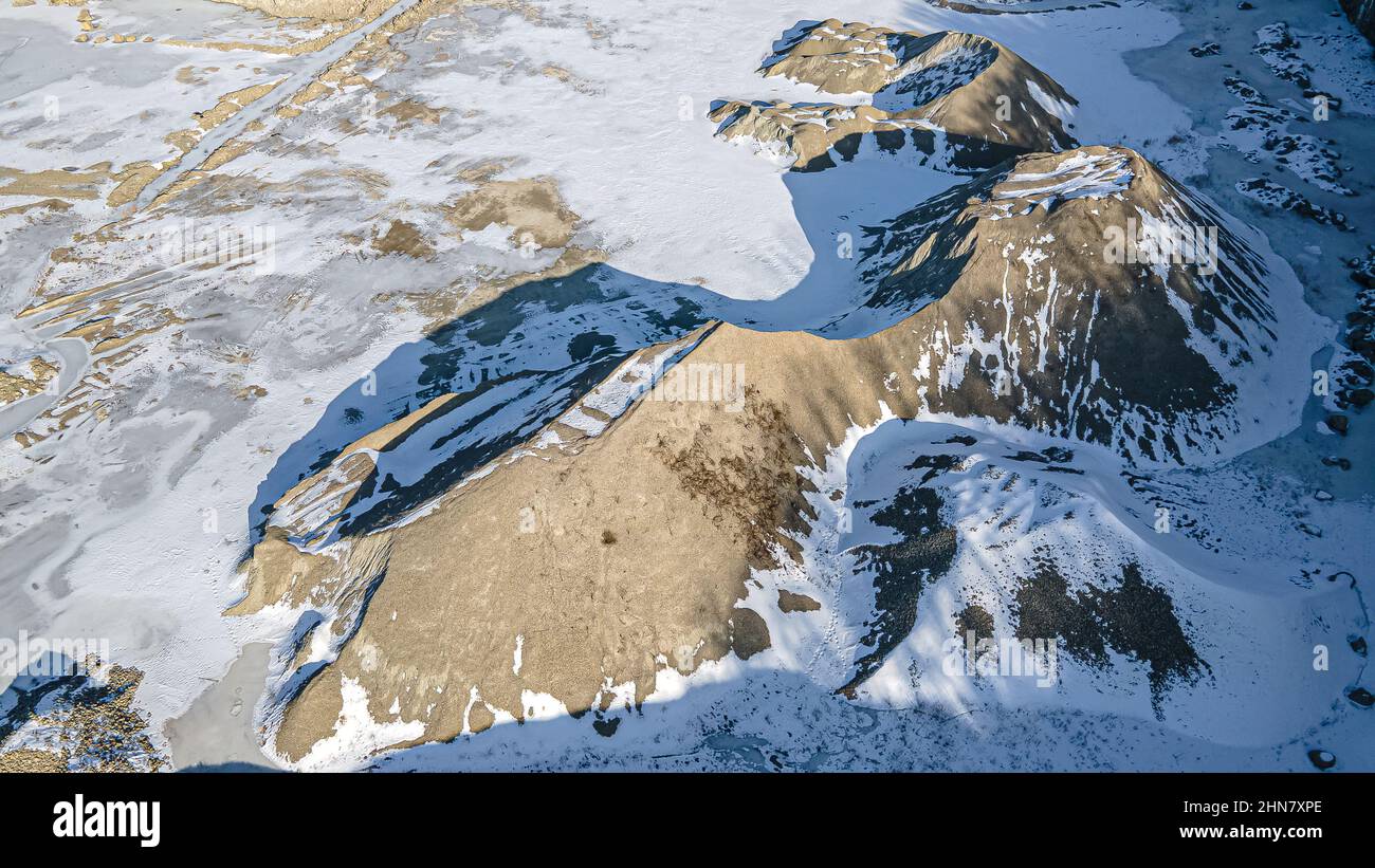 Snow covered rock quarry Stock Photo - Alamy