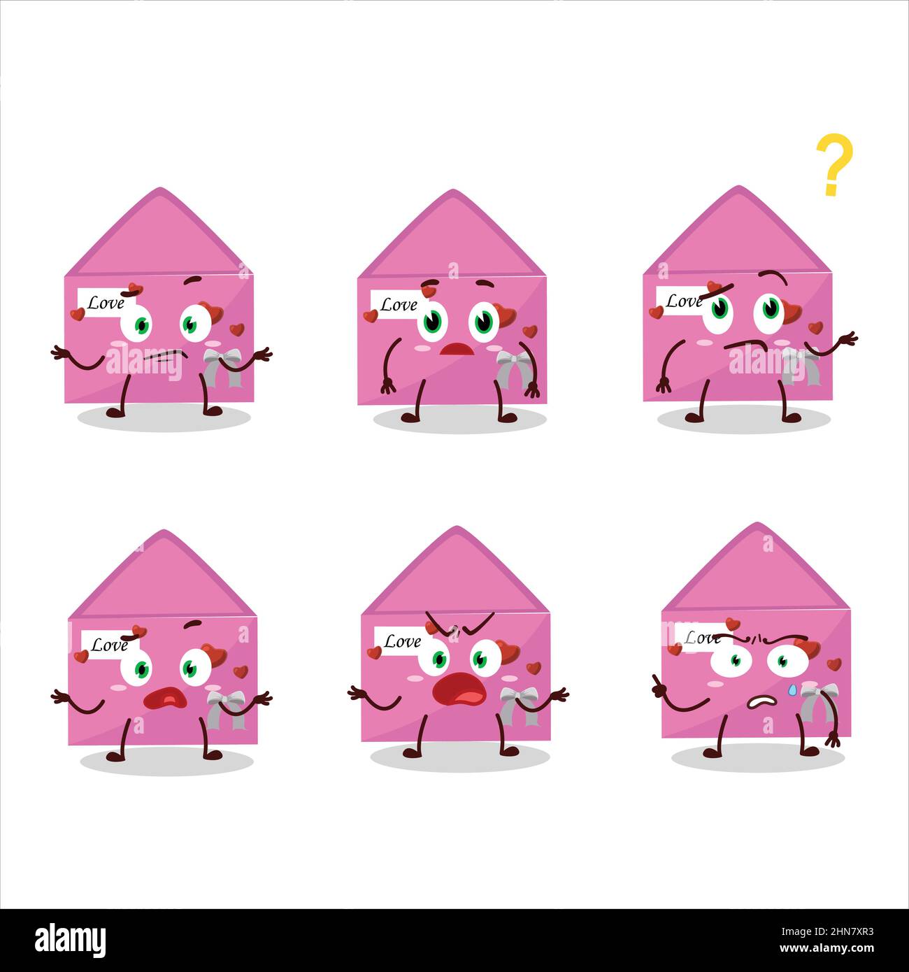 Cartoon character of pink love envelope with what expression. Vector ...
