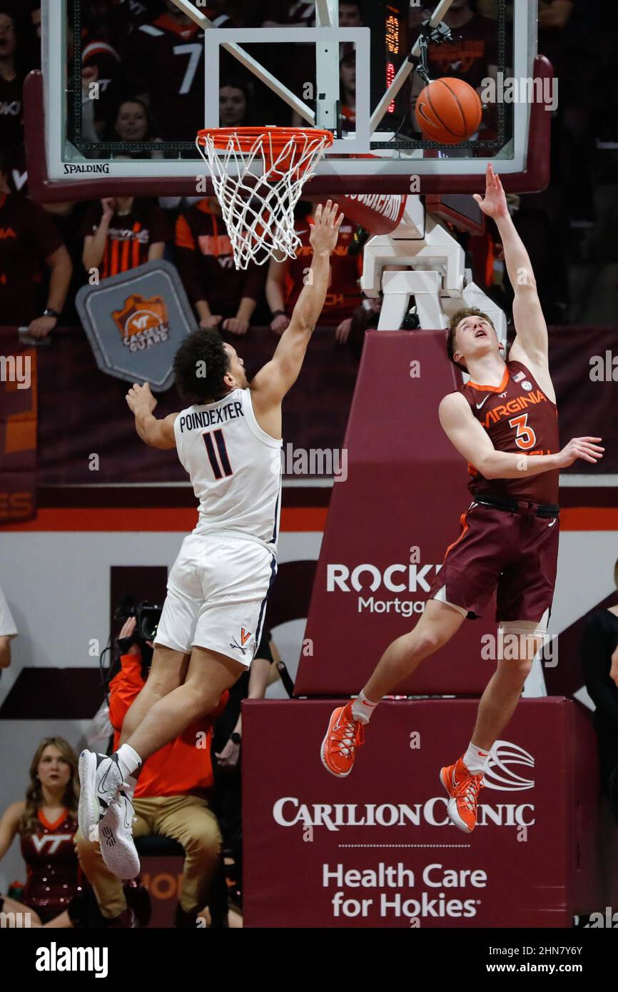 February 14, 2022: Virginia Tech Hokies guard Sean Pedulla (3) shoots a ...