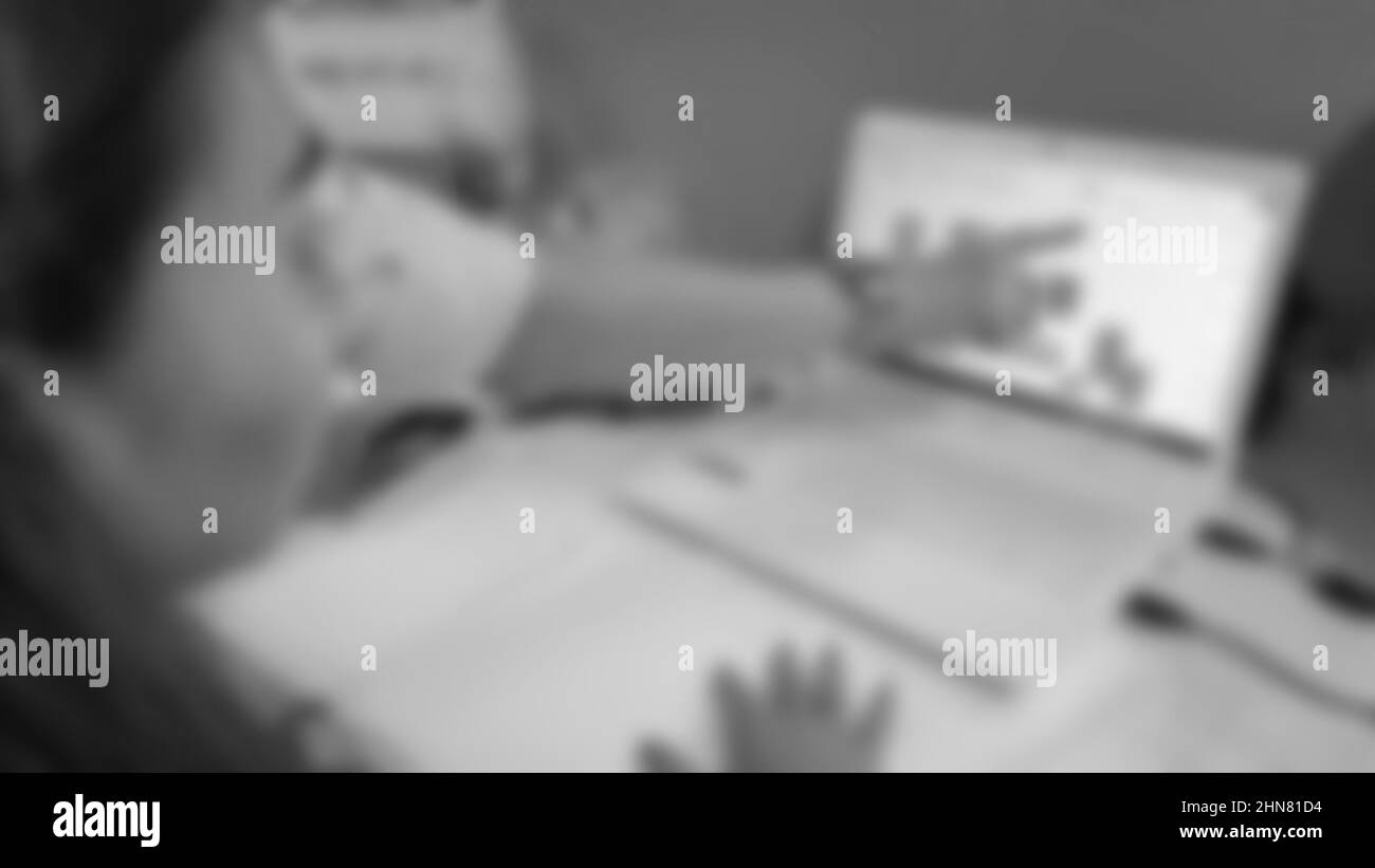 Businessman working papers computer Black and White Stock Photos ...