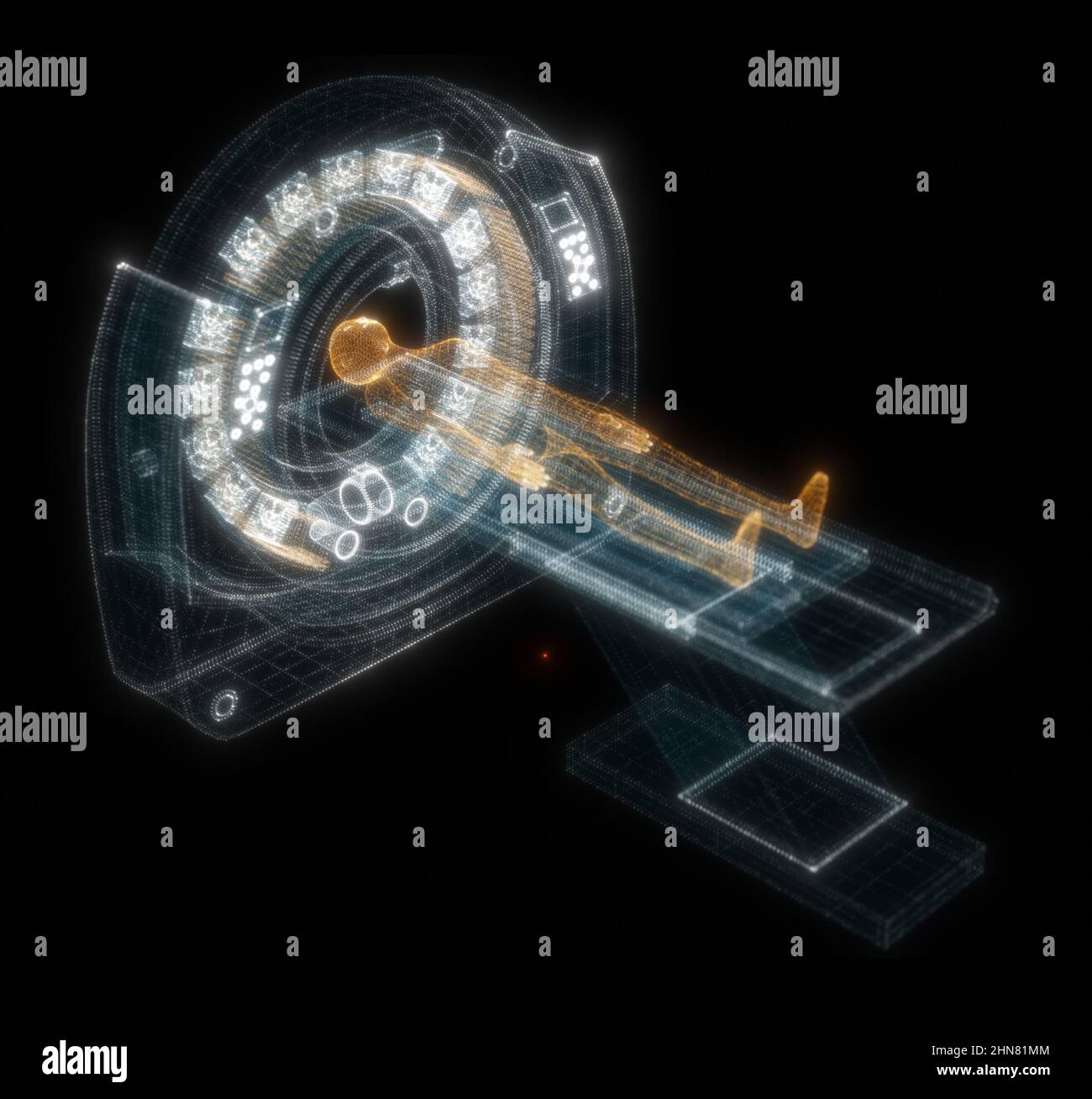 Digital MRI scan with patient Hologram. Medicine and Technology Concept ...