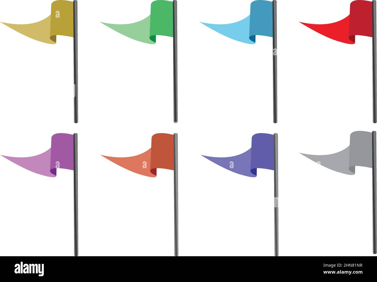 Set of flags in different colors isolated on white background. Vector ...