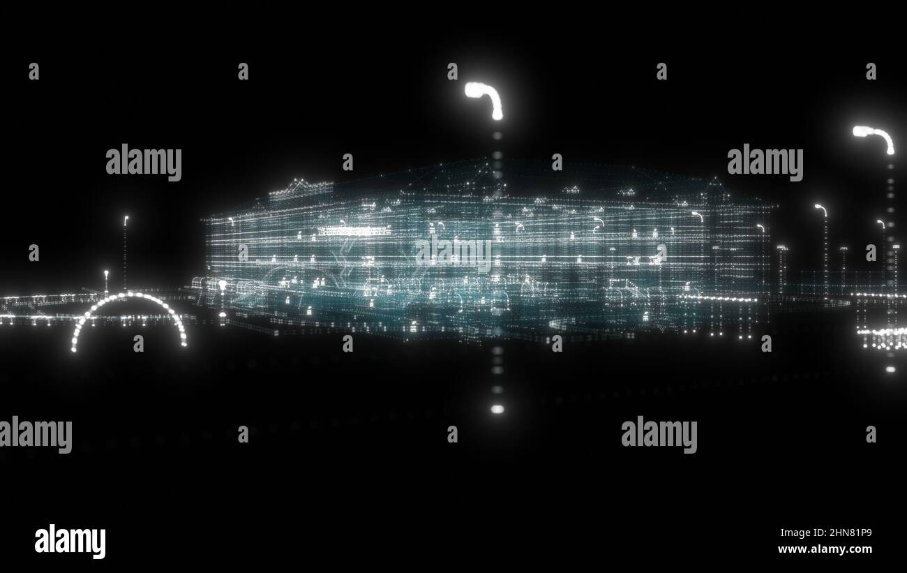 3D Digital house of particles Stock Photo - Alamy