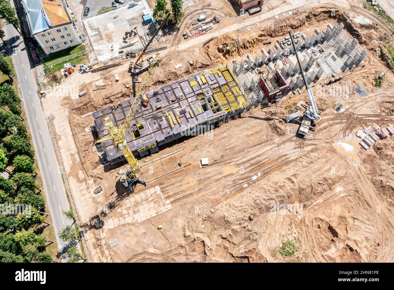 construction site in residential area. modern high-rise apartment ...