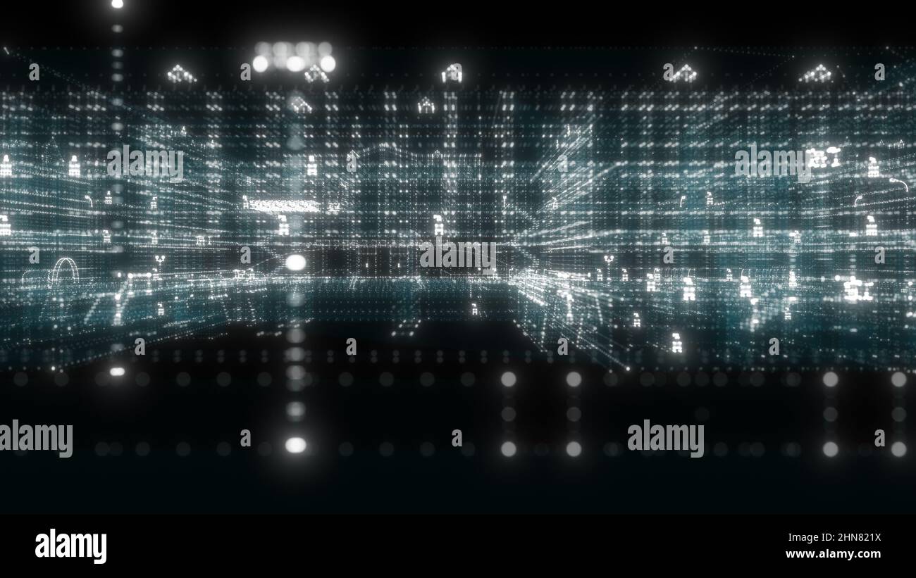 3D Digital house of particles Stock Photo - Alamy