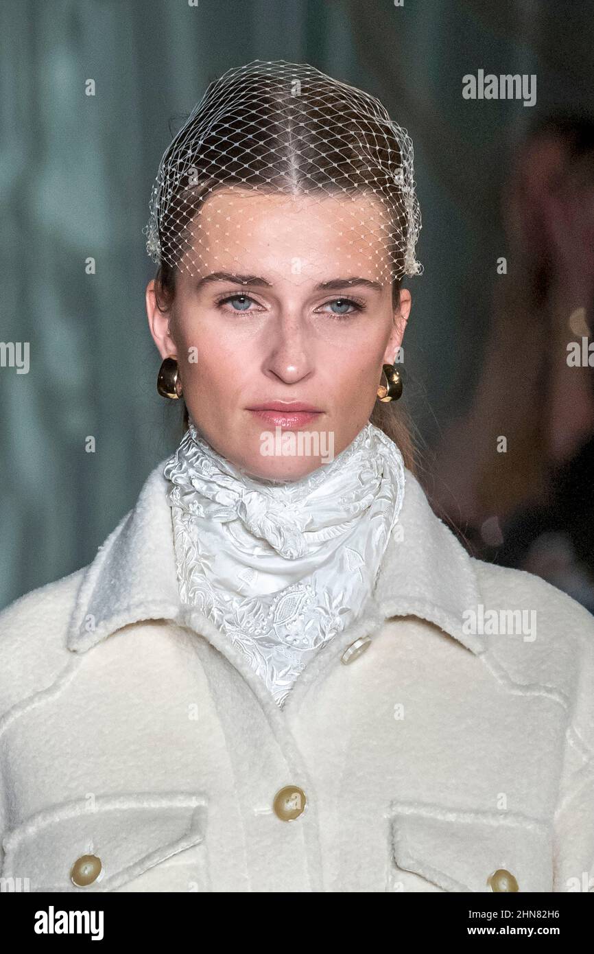 NEW YORK, NEW YORK - FEBRUARY 14: A model walks the runway for ...