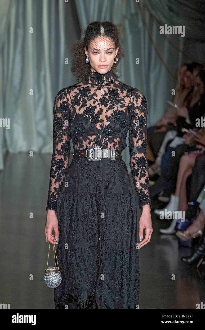 NEW YORK, NEW YORK - FEBRUARY 14: A model walks the runway for ...