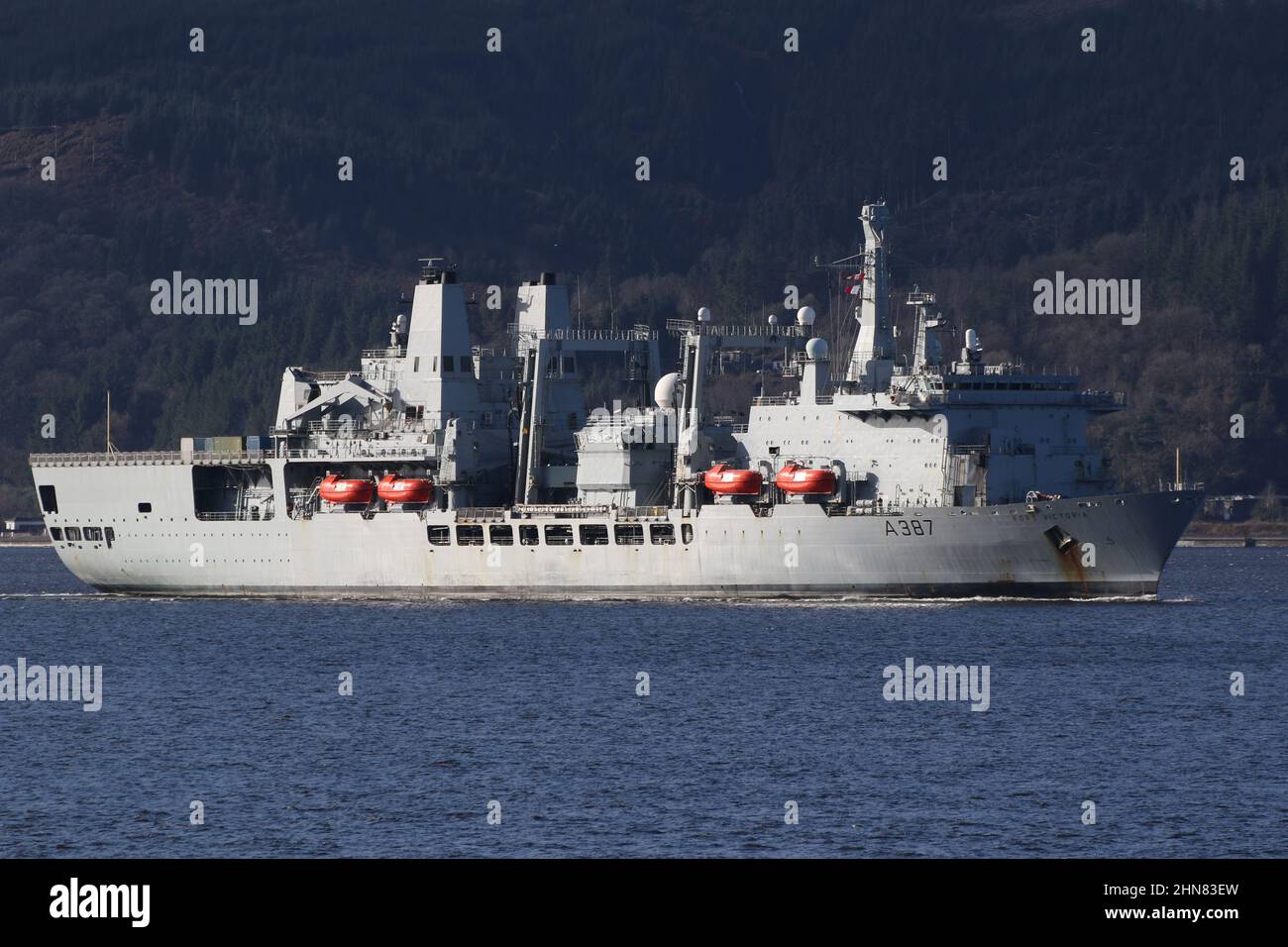 RFA Fort Victoria (A387), a Fort-class stores ship and oiler operated ...