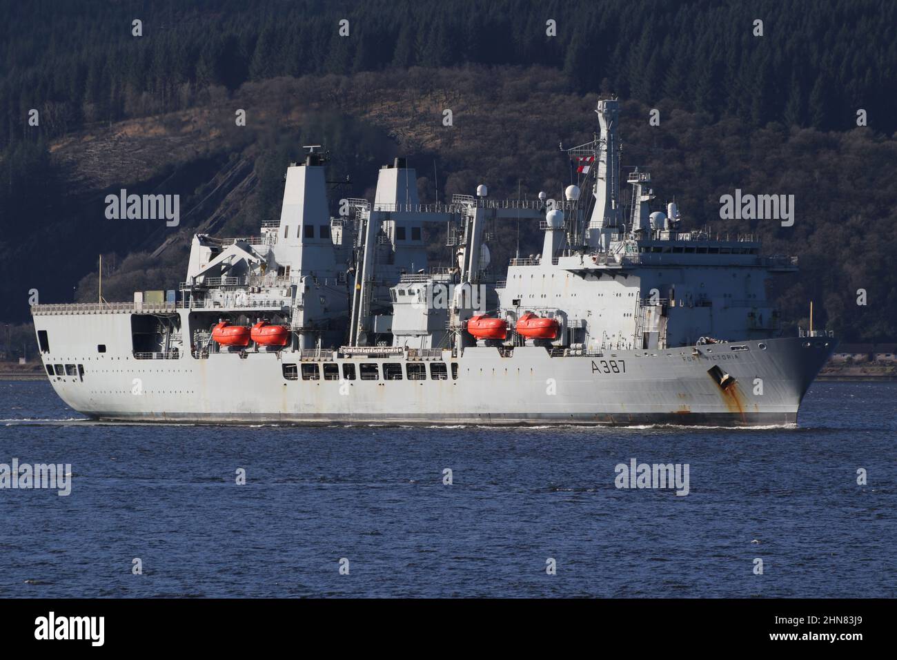 RFA Fort Victoria (A387), a Fort-class stores ship and oiler operated ...