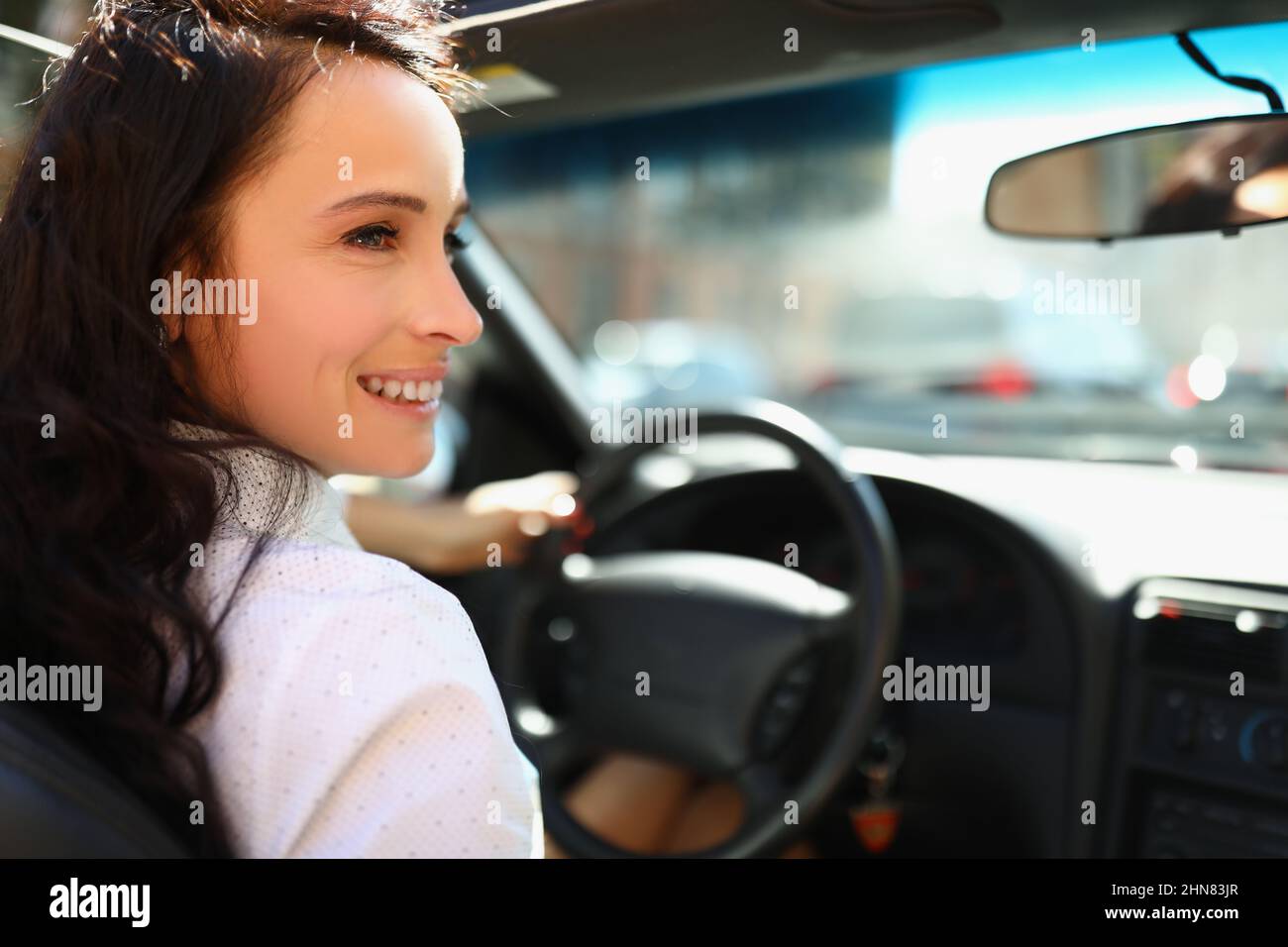 Happy beautiful lady posing Stock Photo - Alamy