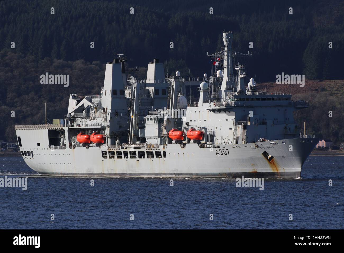RFA Fort Victoria (A387), a Fort-class stores ship and oiler operated ...