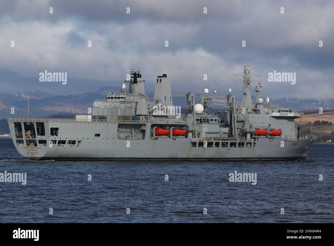 RFA Fort Victoria (A387), a Fort-class stores ship and oiler operated ...