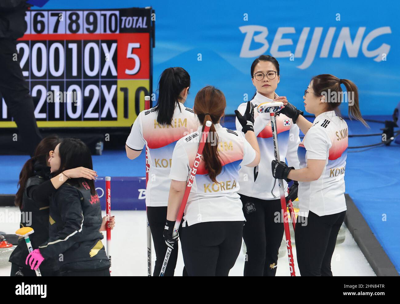 15th Feb, 2022. S. Korea beats Japan in curling South Korean curlers ...