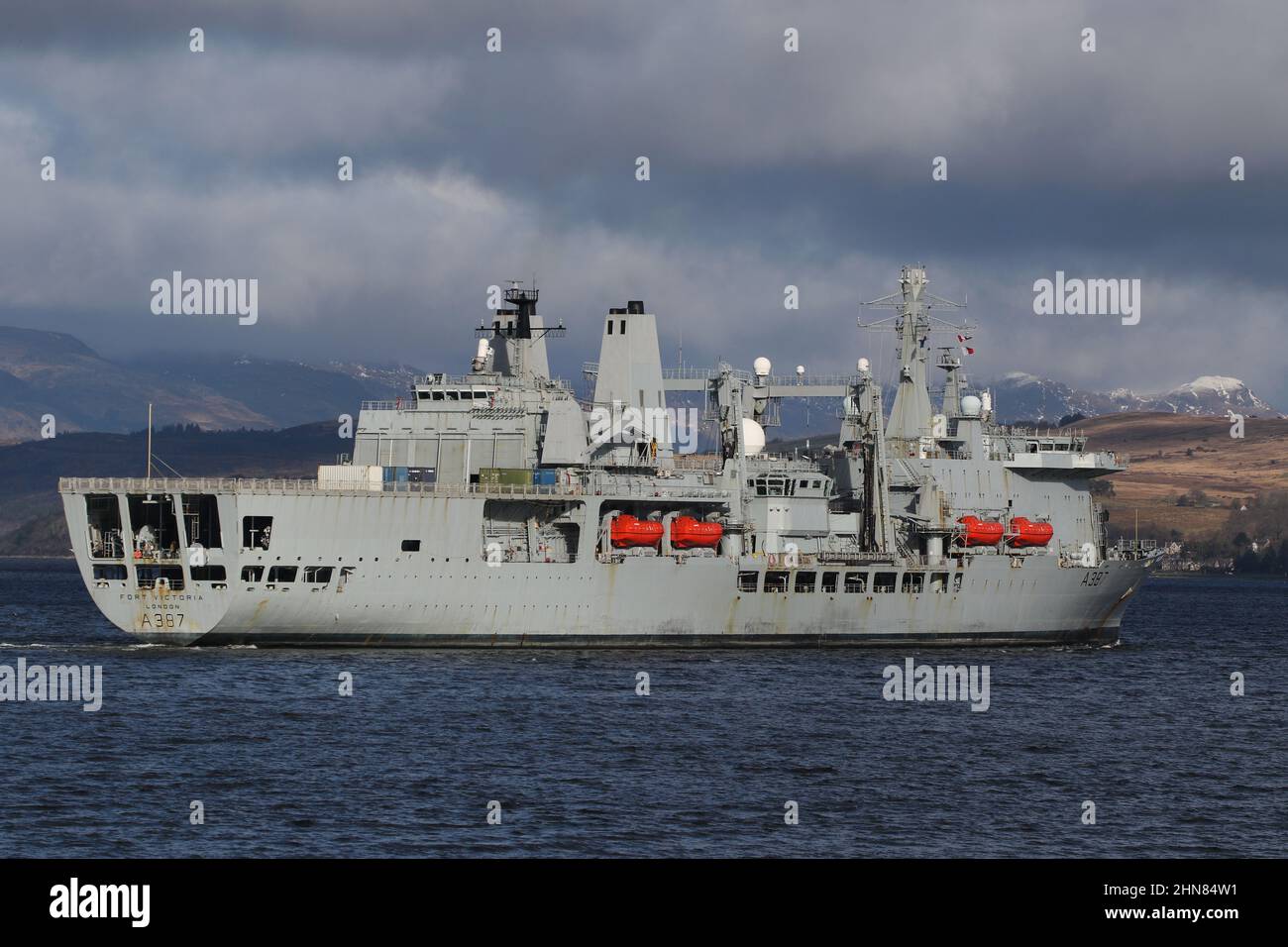 RFA Fort Victoria (A387), a Fort-class stores ship and oiler operated ...