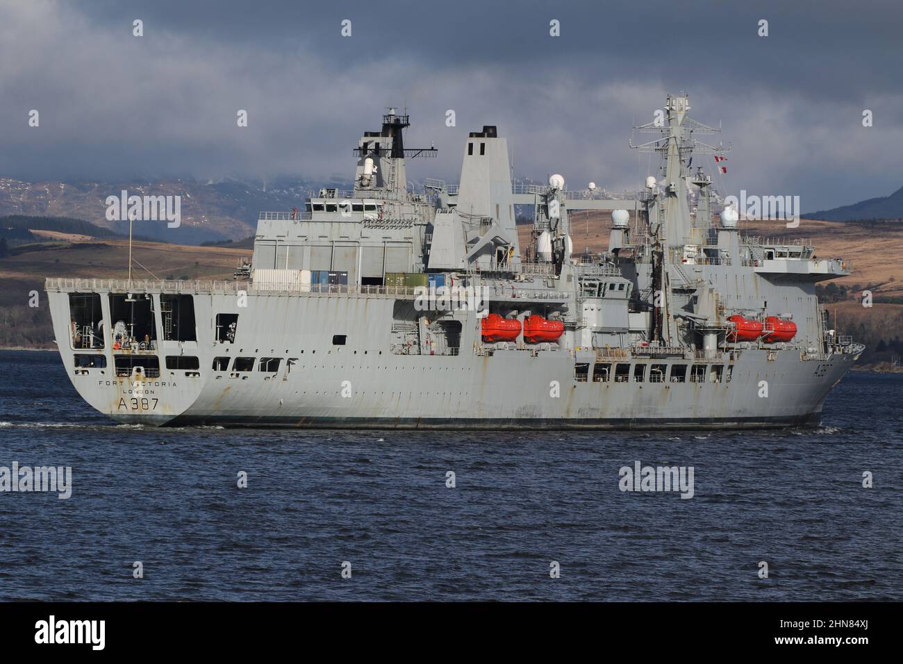RFA Fort Victoria (A387), a Fort-class stores ship and oiler operated ...