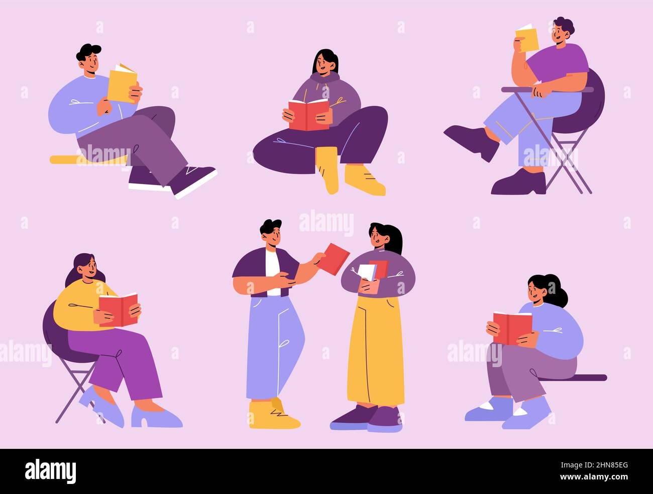 Young people with books, students of school, college or university ...