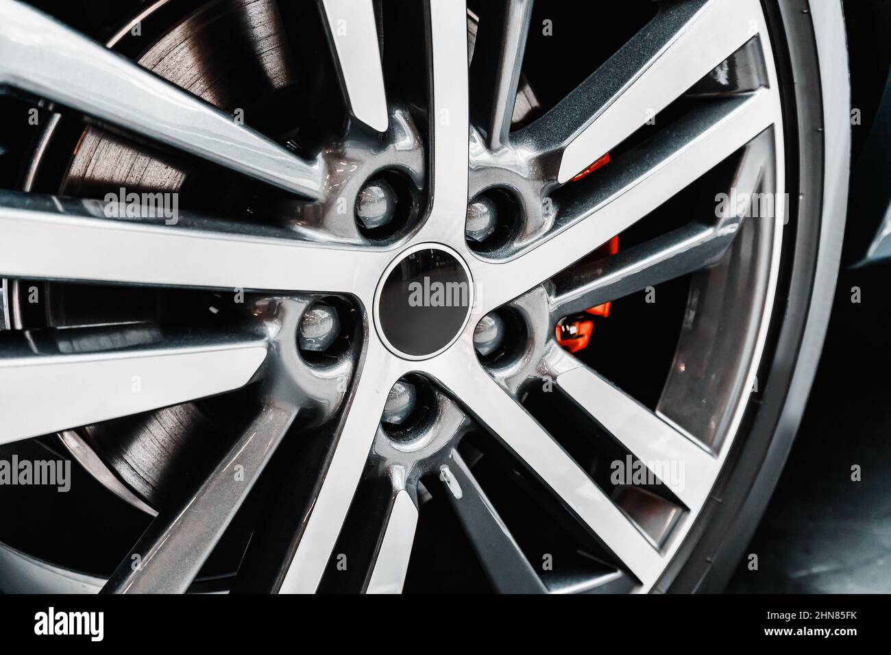 low profile tire and wheel on a luxury and expensive car Stock Photo ...