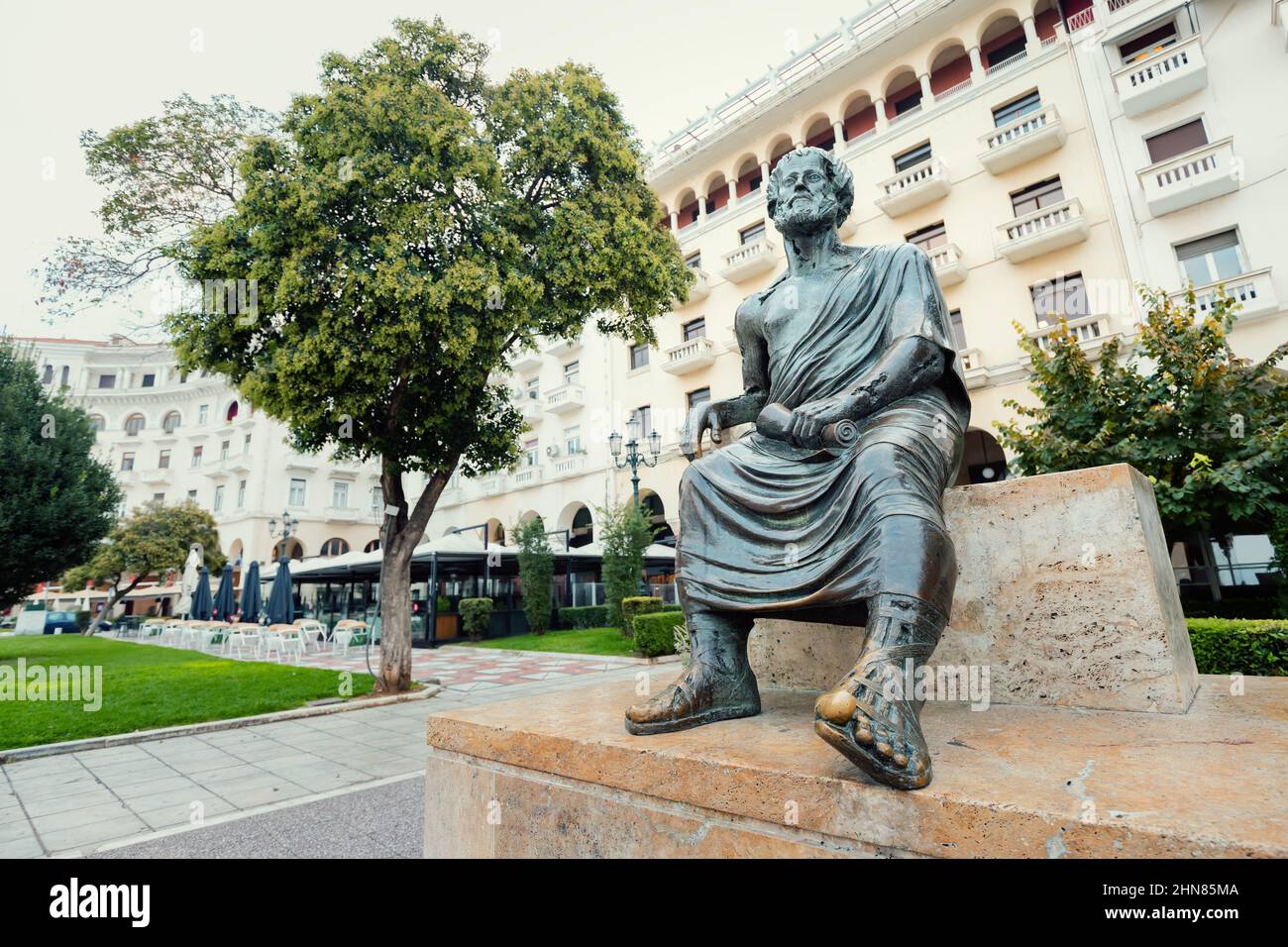Statue of the famous philosopher and scientist of antiquity - Aristotle ...