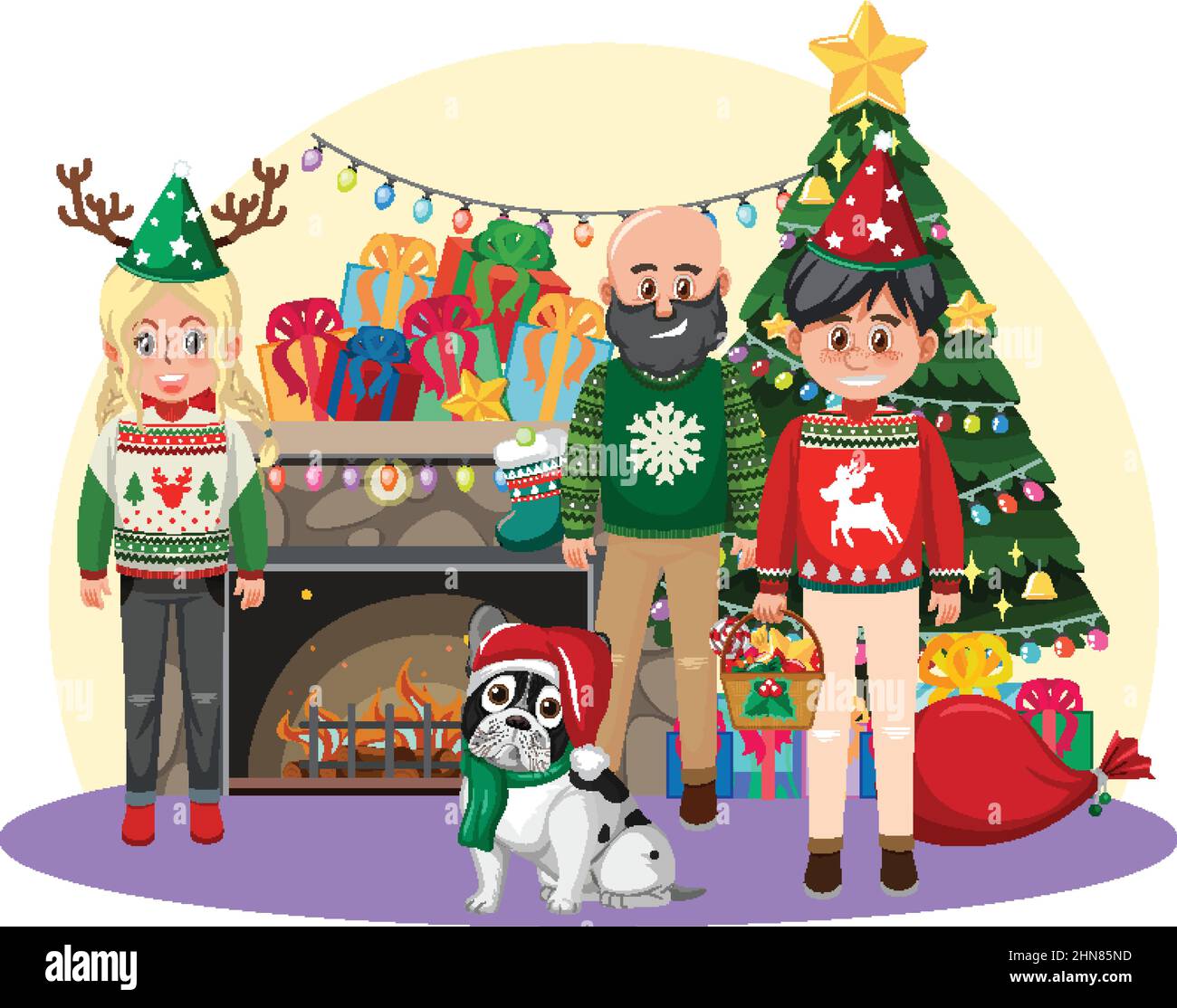 Happy young family celebrating Stock Vector Images - Alamy