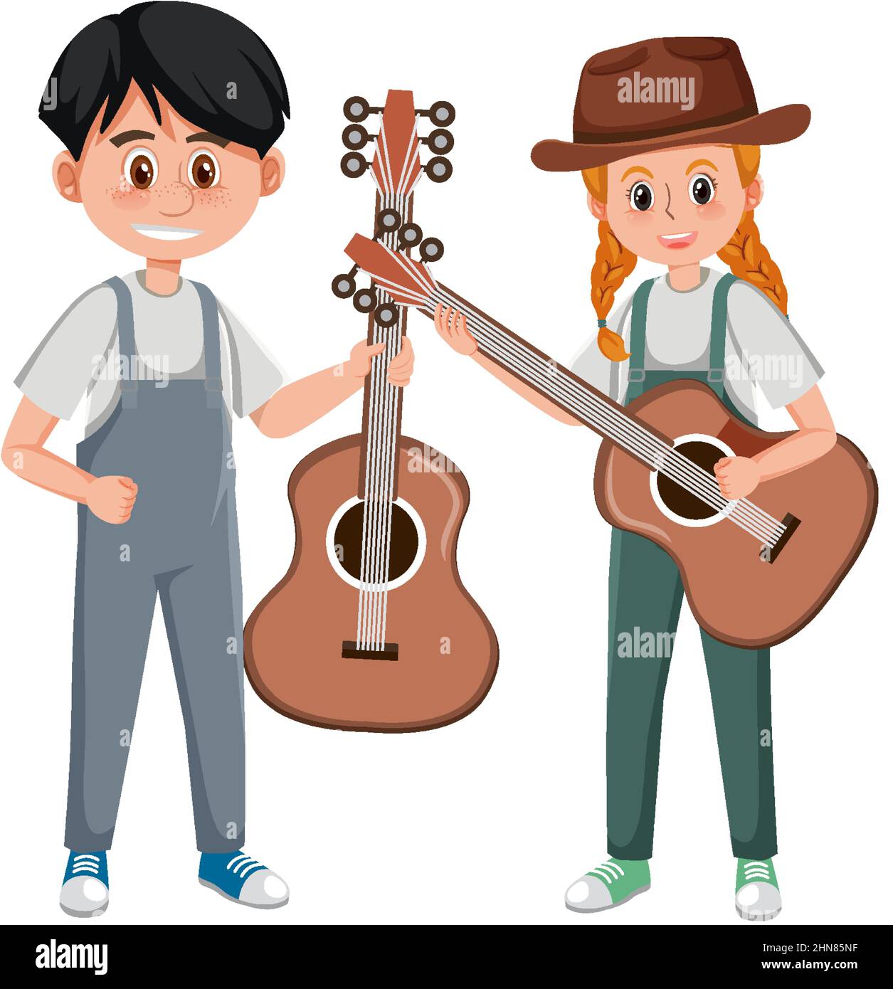 Musician cartoon character on white background illustration Stock ...