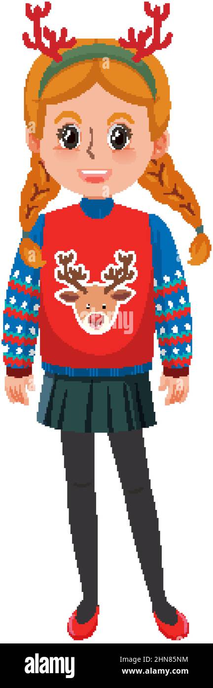 A girl wearing winter christmas outfits illustration Stock Vector Image ...