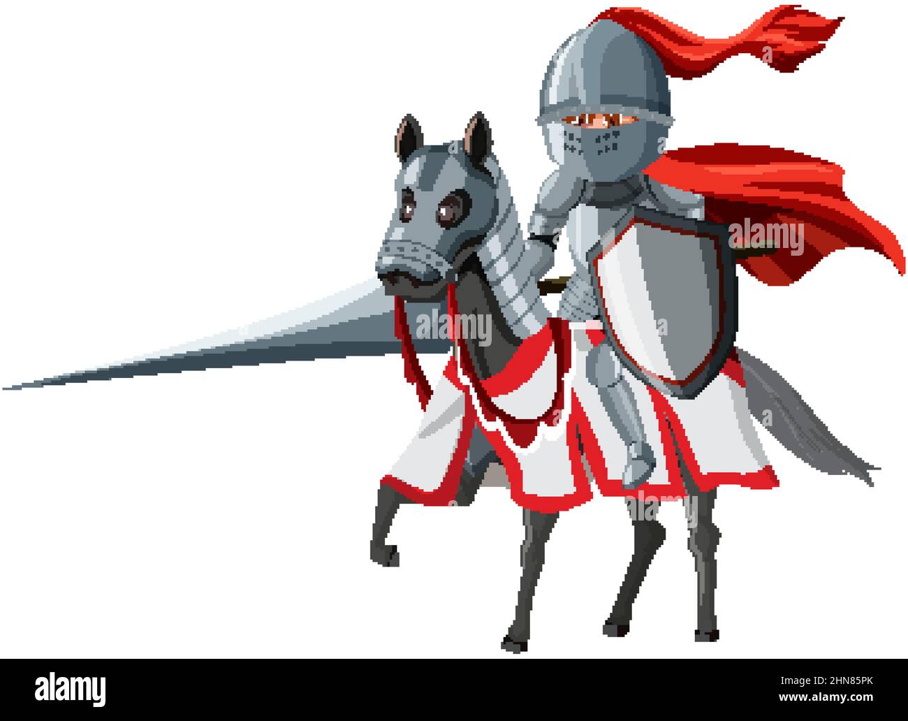 Knight riding a horse with weapon and shield illustration Stock Vector ...