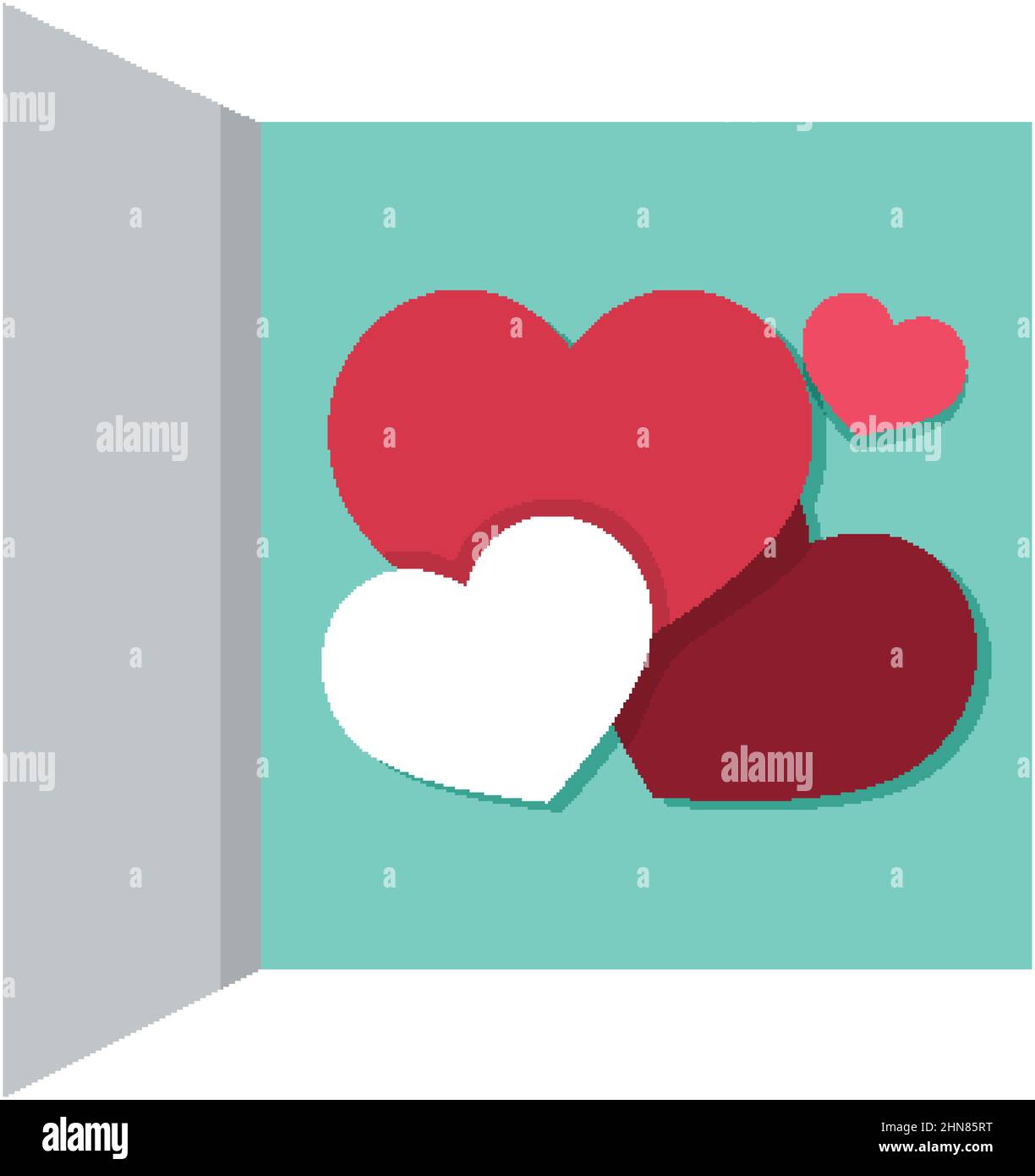 Opened card with red hearts illustration Stock Vector Image & Art - Alamy