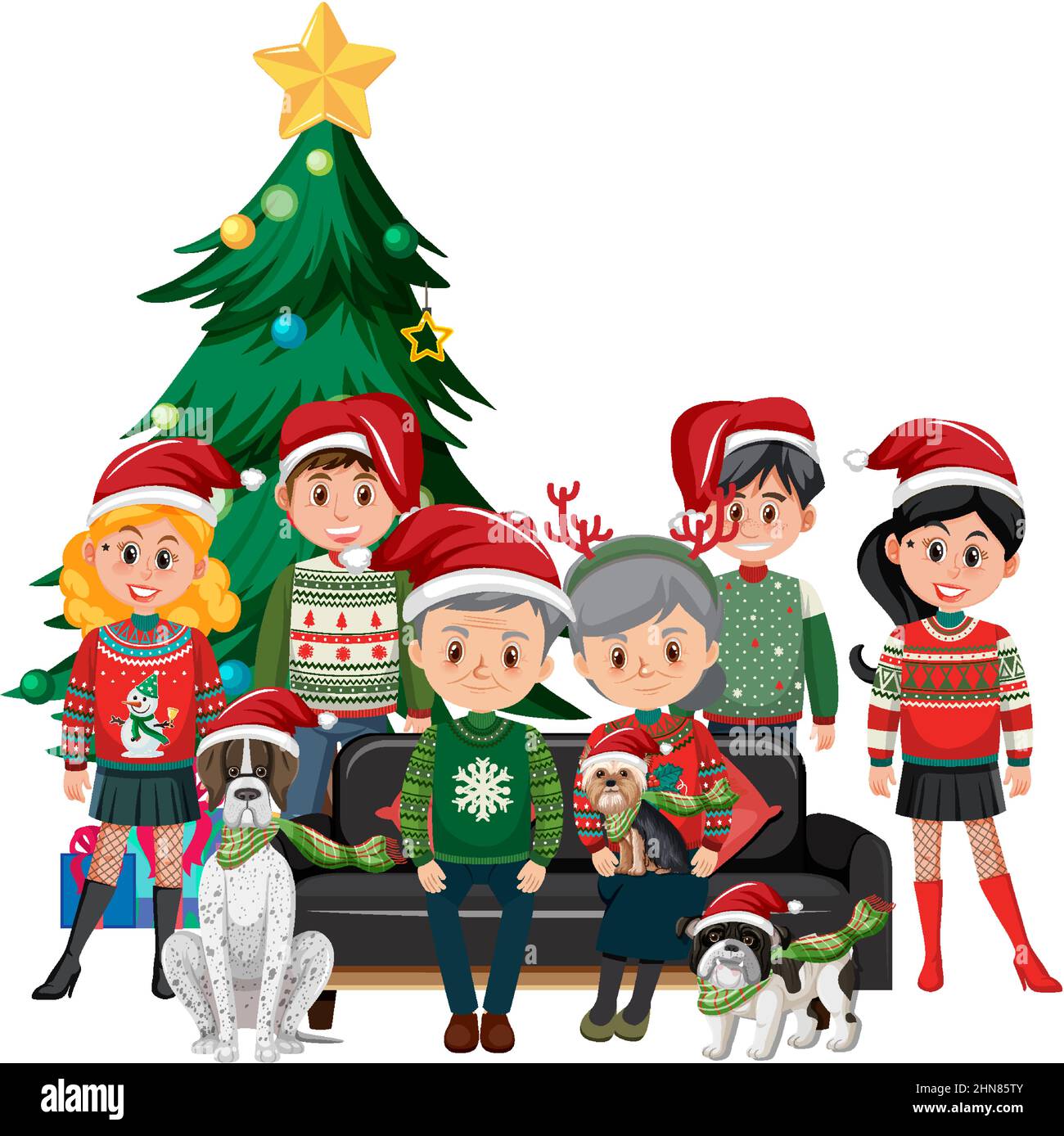 Happy family in Christmas theme illustration Stock Vector Image & Art ...