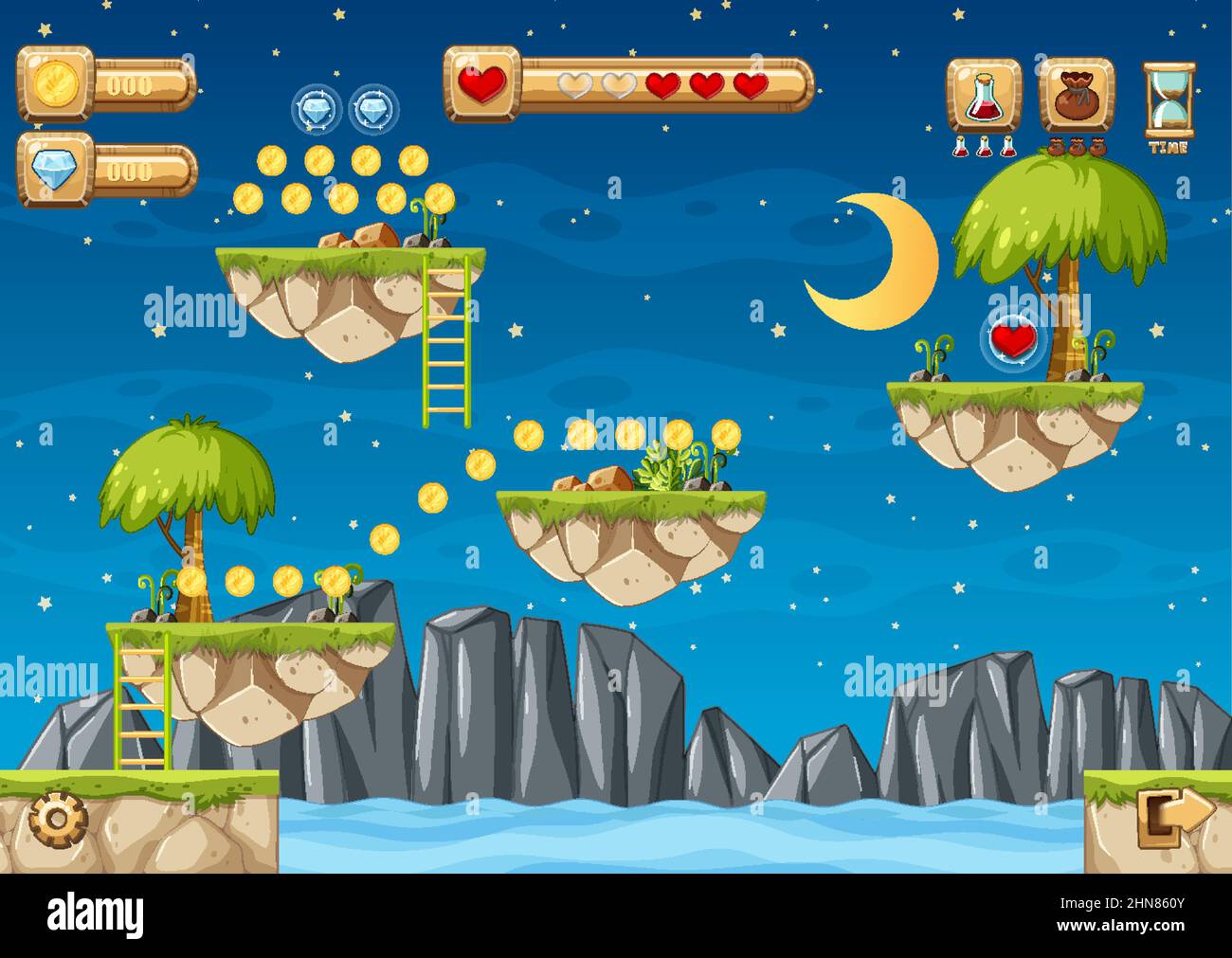 Game Template Forest Scene illustration Stock Vector Image & Art - Alamy