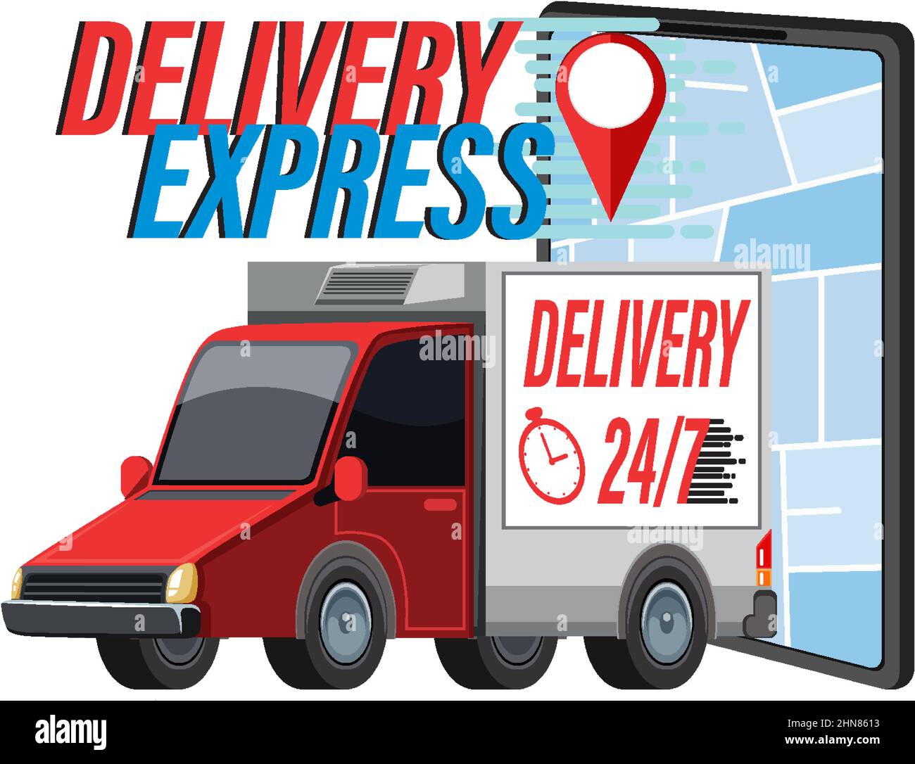 Delivery Express logotype with panel van illustration Stock Vector ...