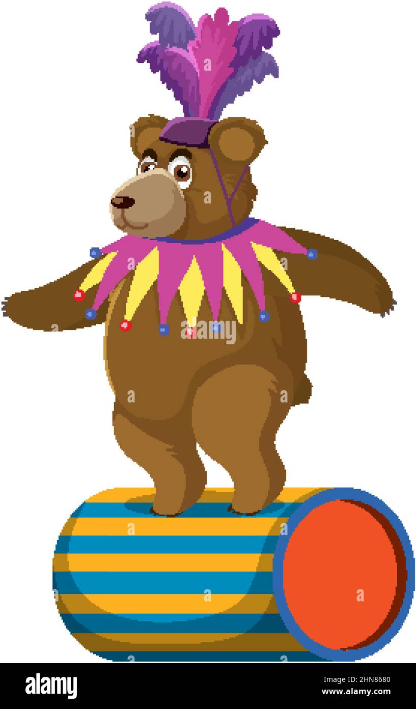 Elephant performance balancing on barrel illustration Stock Vector ...