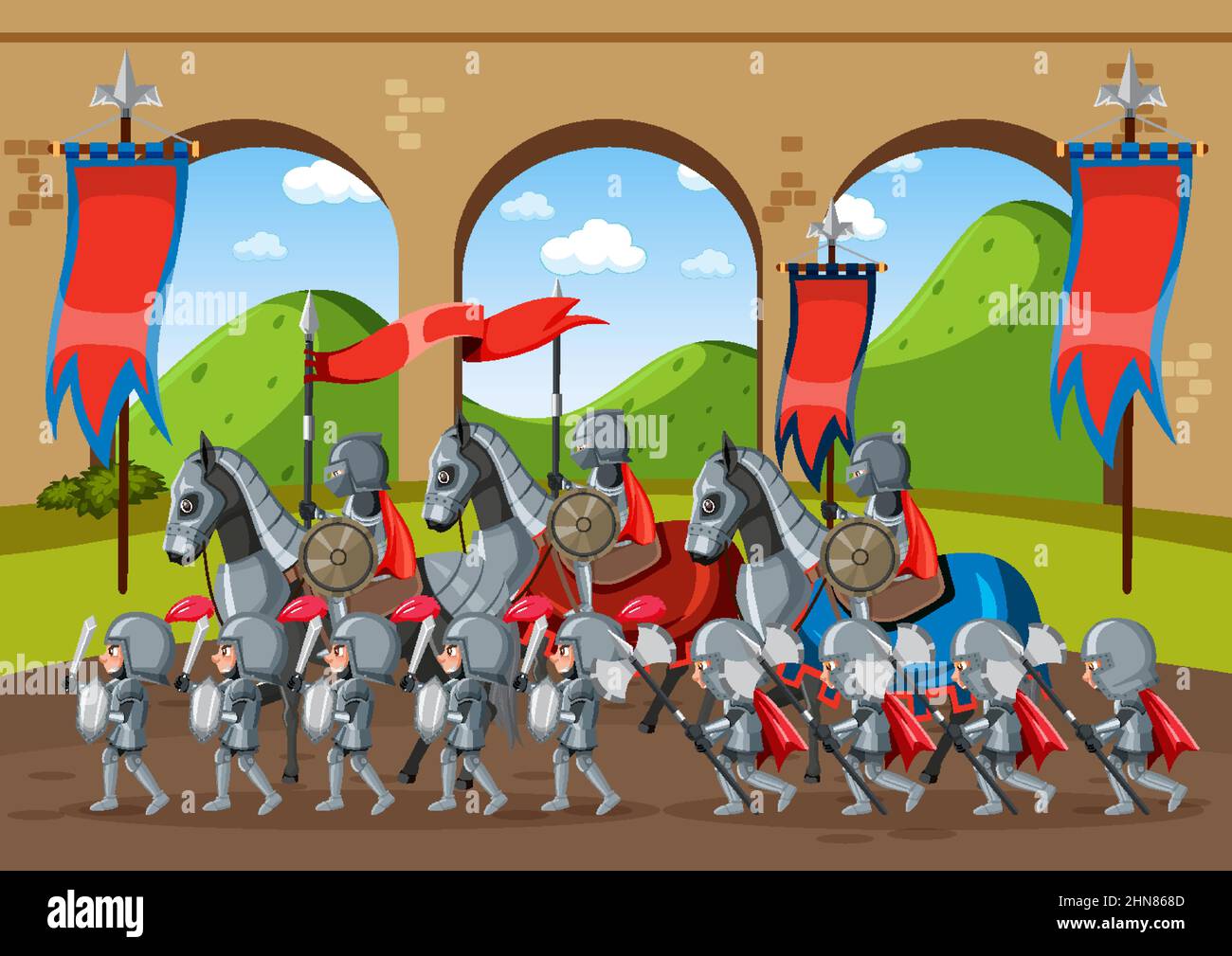 Medieval army marching Stock Vector Images - Alamy