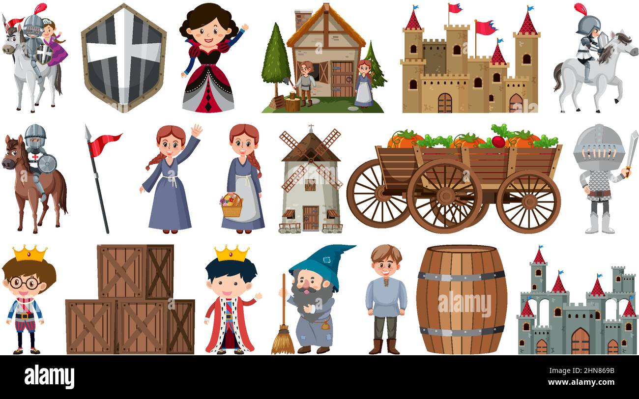 Set of fantasy cartoon characters illustration Stock Vector Image & Art ...