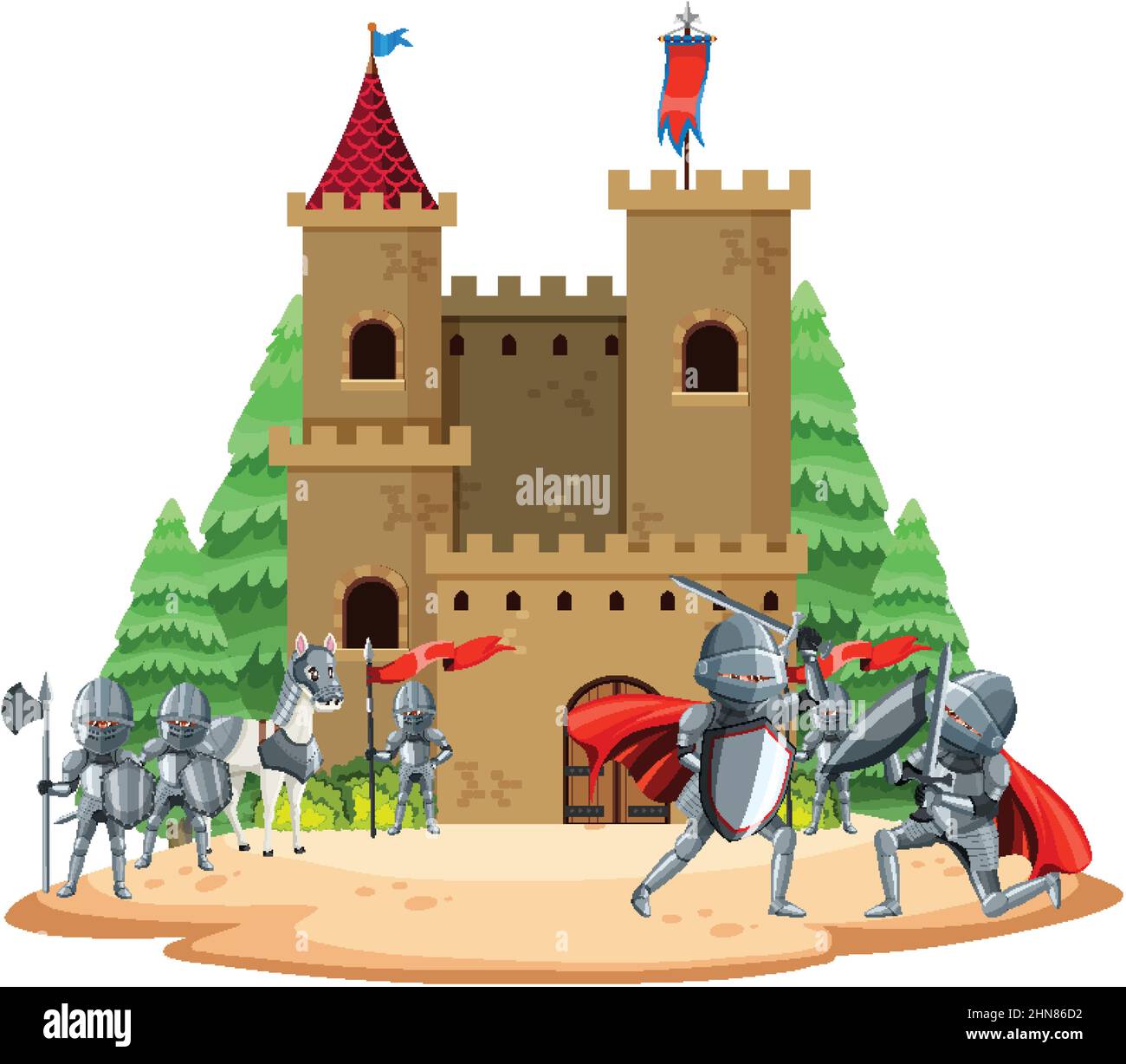 Isolated Medieval army camp landscape illustration Stock Vector Image ...