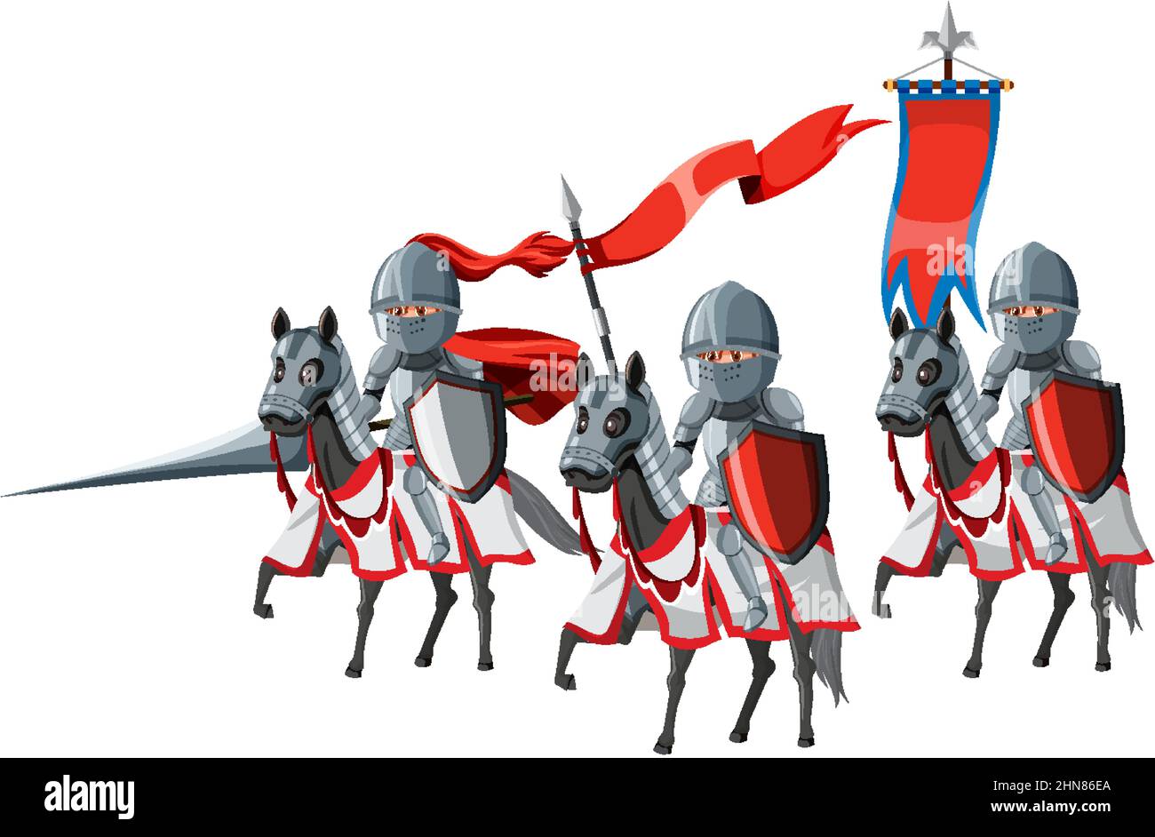Group of medieval knights on horseback on white background illustration Stock Vector Image & Art ...