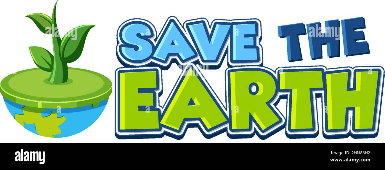 Save The Earth typography logo design illustration Stock Vector Image ...