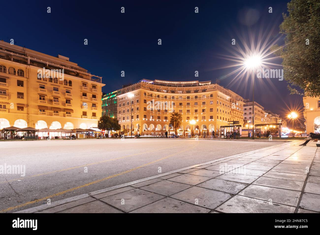 view of main tourist attraction of Thessaloniki - Aristotle Square with ...