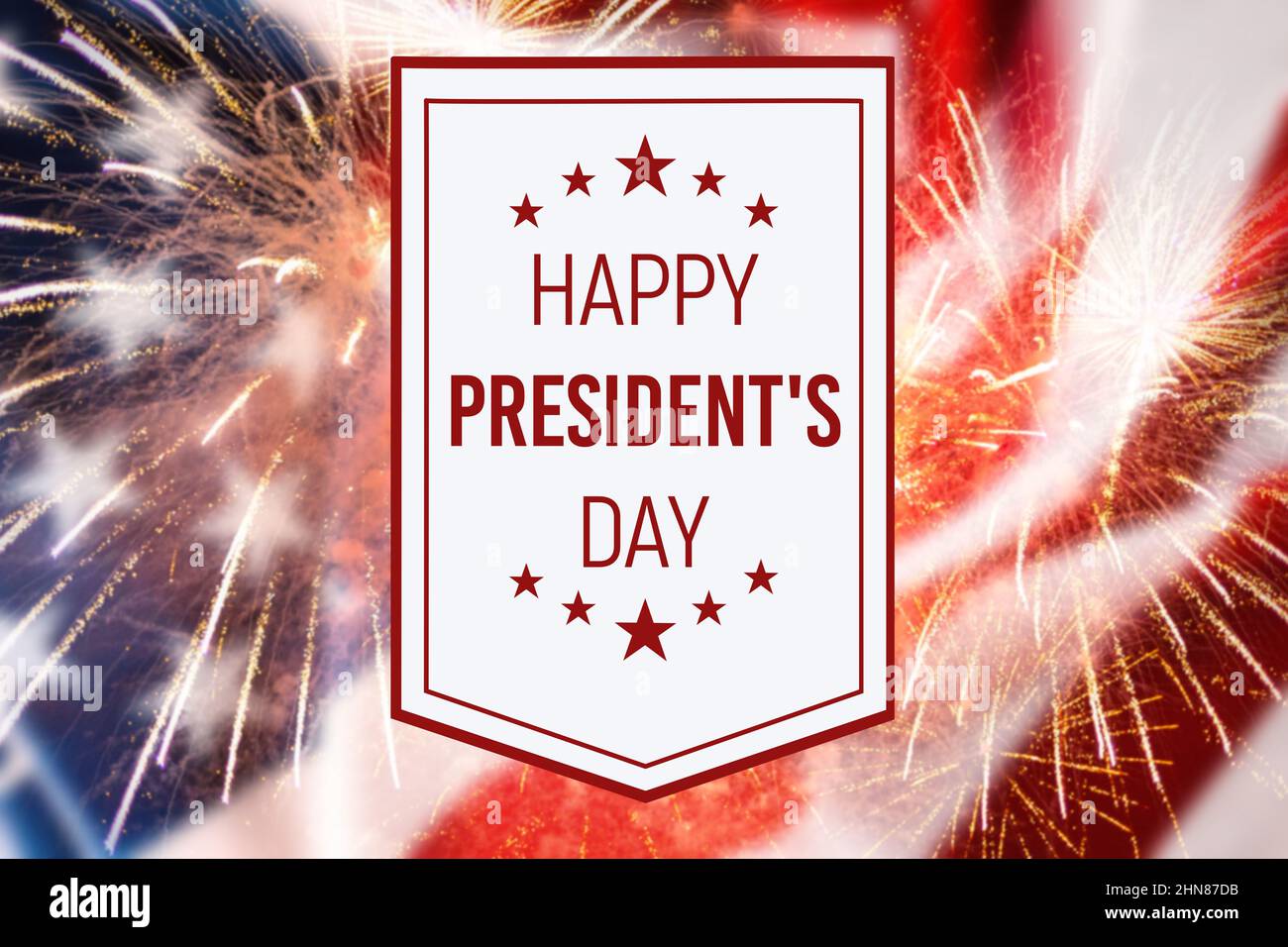 White sign with congratulation Happy president's day on blurred ...