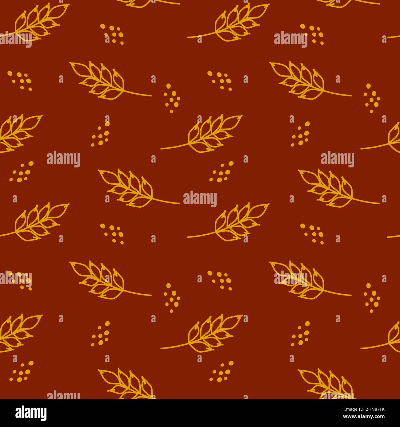Wheat seamless pattern. Vector seamless pattern with silhouettes of ...