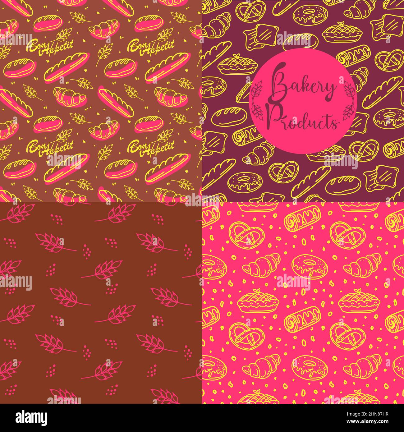 Set of backgrounds from bakery products. Bright colors. Various options ...