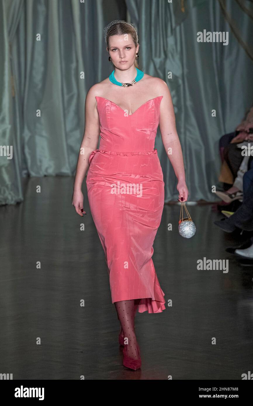 New York, United States. 14th Feb, 2022. A model walks the runway for ...