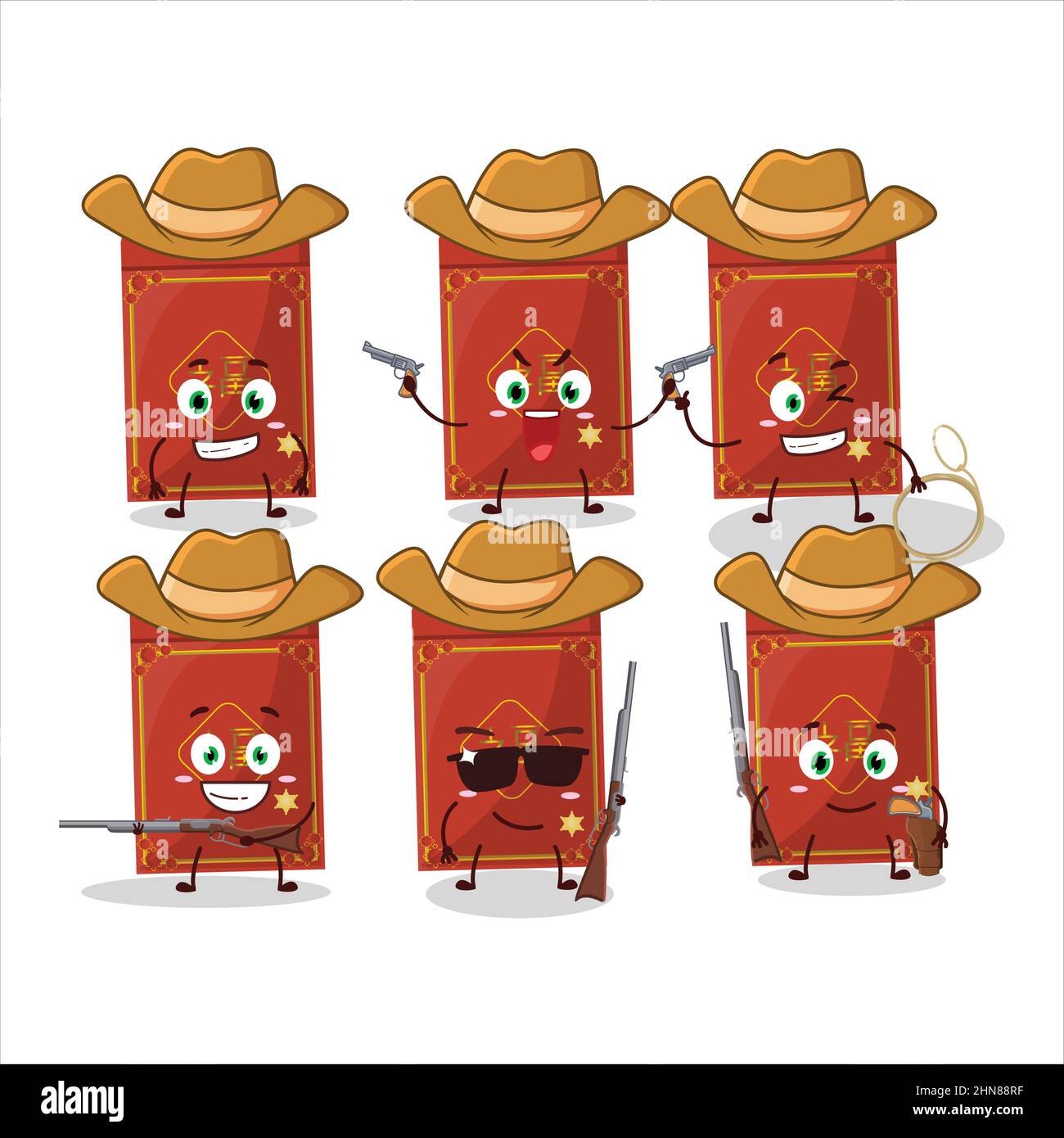 Cool cowboy red packets chinese cartoon character with a cute hat ...