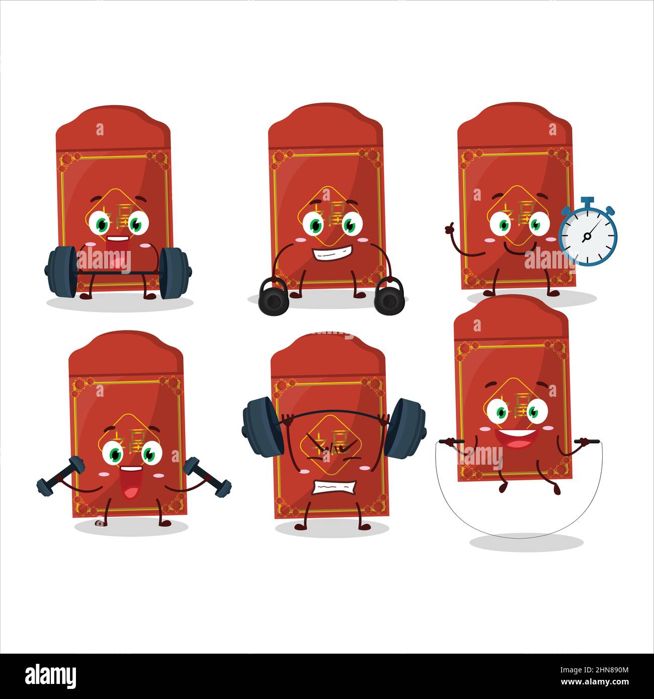 A healthy red packets chinese cartoon style trying some tools on ...