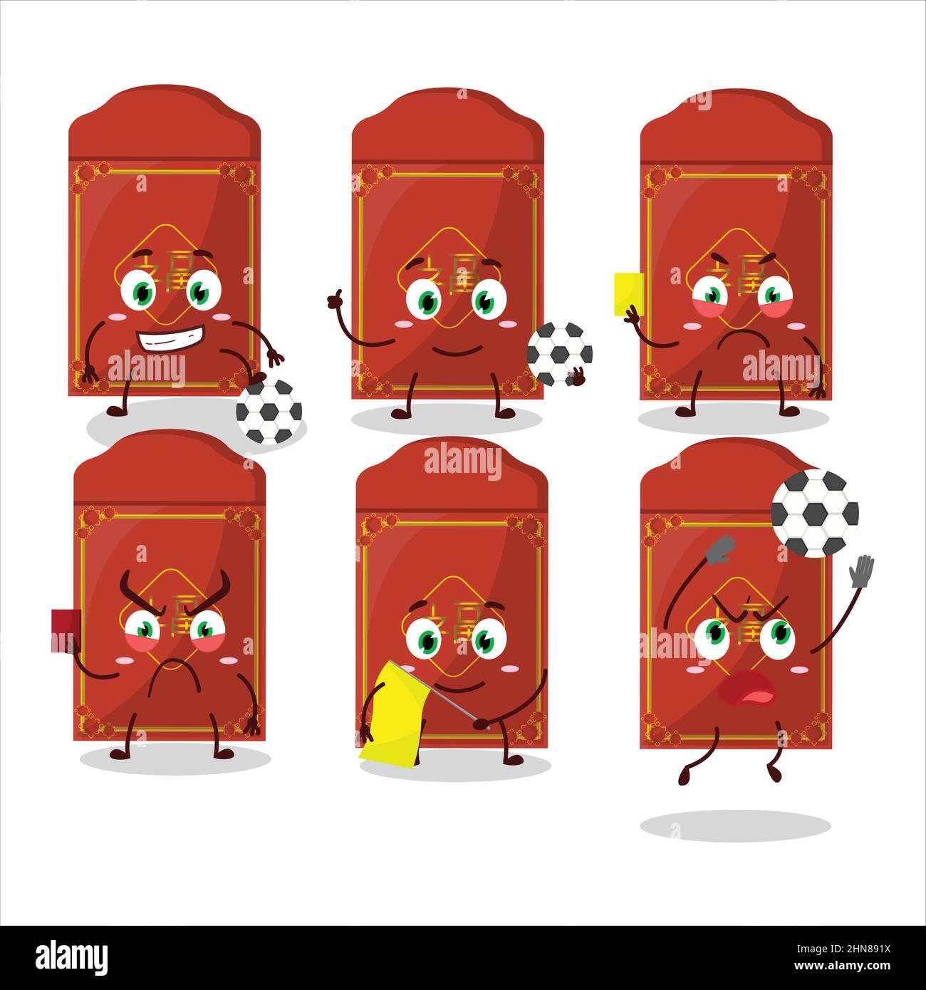 Red packets chinese cartoon character working as a Football referee ...