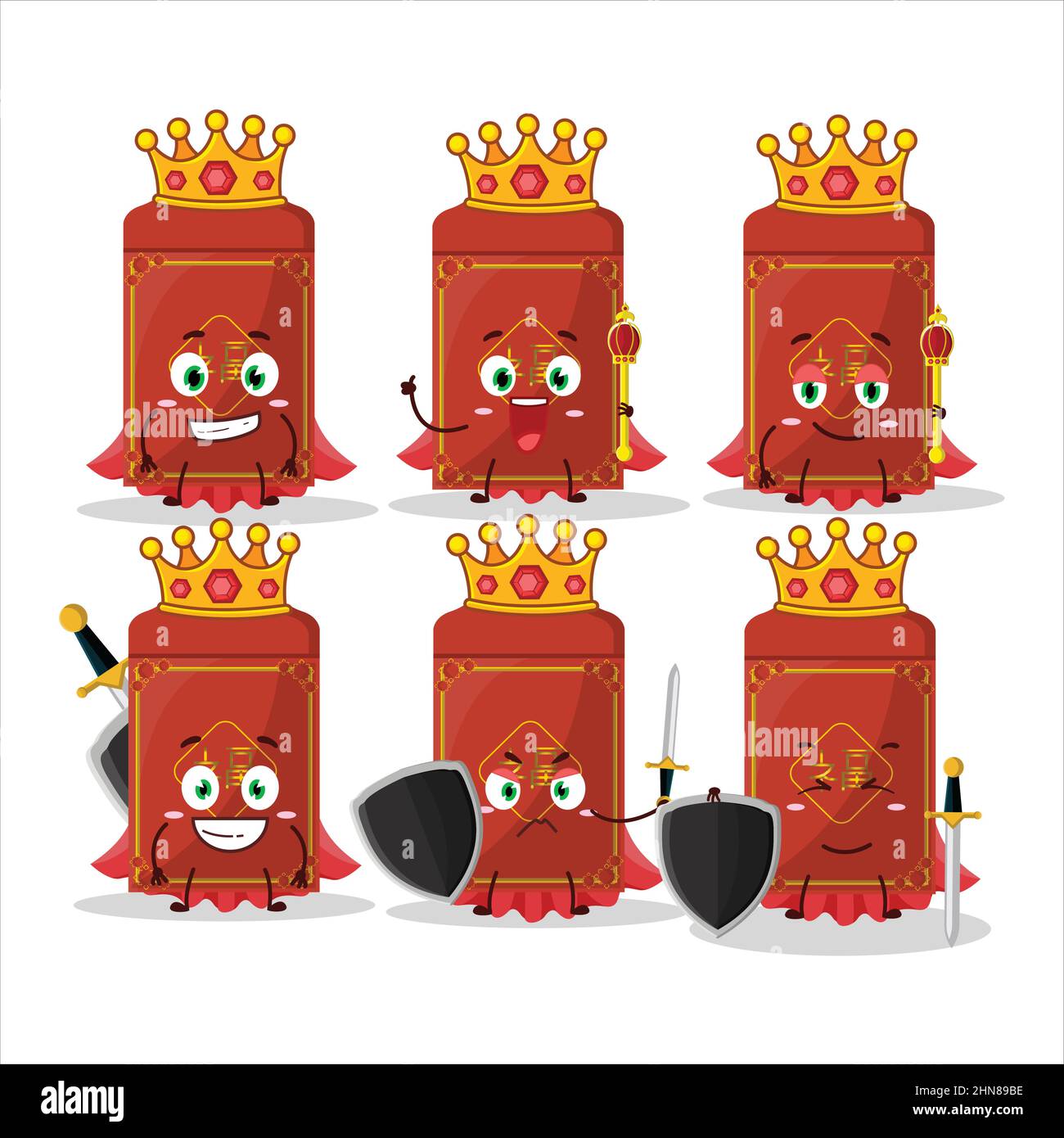 A Charismatic King red packets chinese cartoon character wearing a gold ...