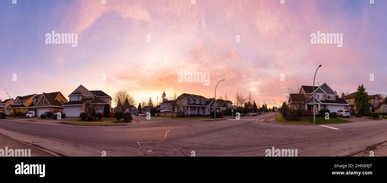 Beautiful Street view in the Residential Neighborhood Stock Photo - Alamy