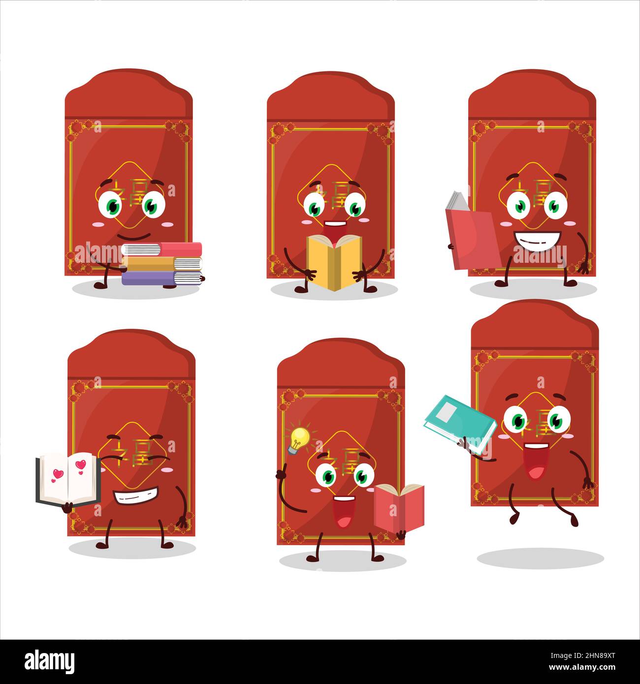 A picture of red packets chinese cartoon character concept reading an ...