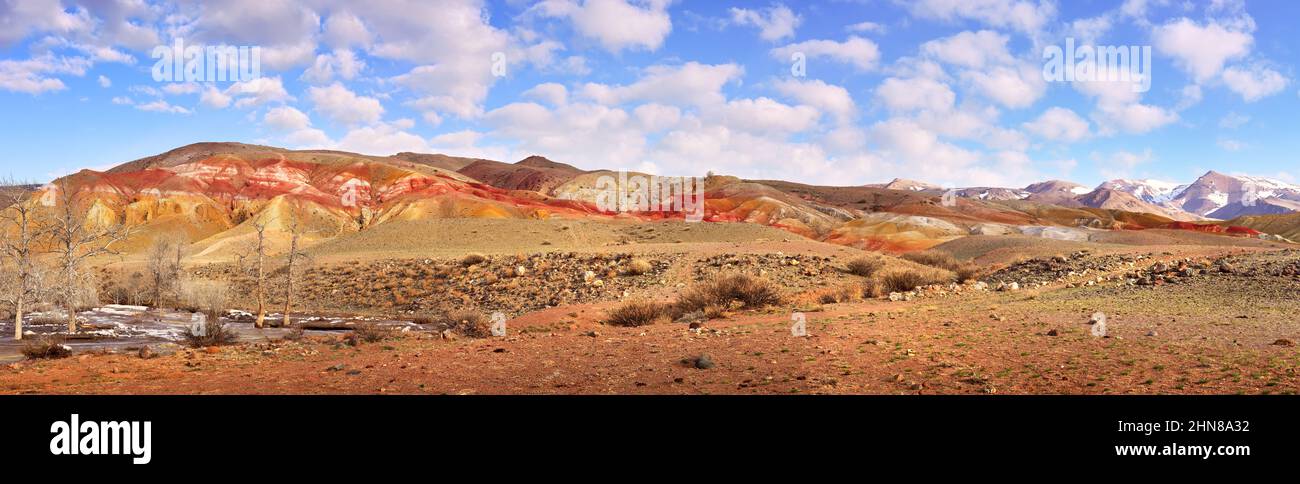 Mars in the Altai Mountains. The panorama of the slopes of the river ...