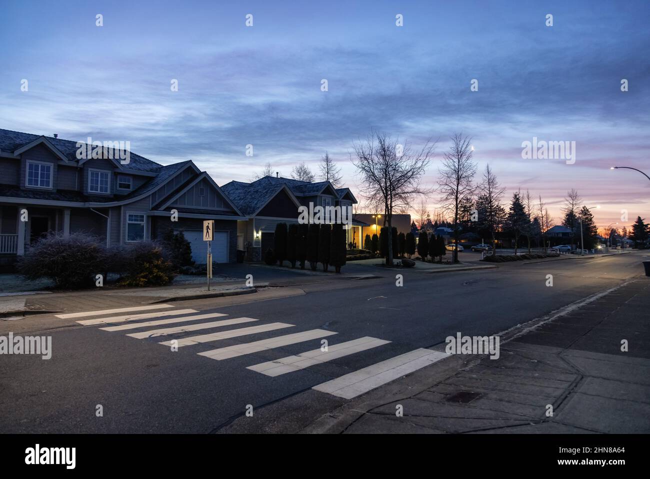 View of Residential Suburban Neighborhood Street in a modern city Stock ...