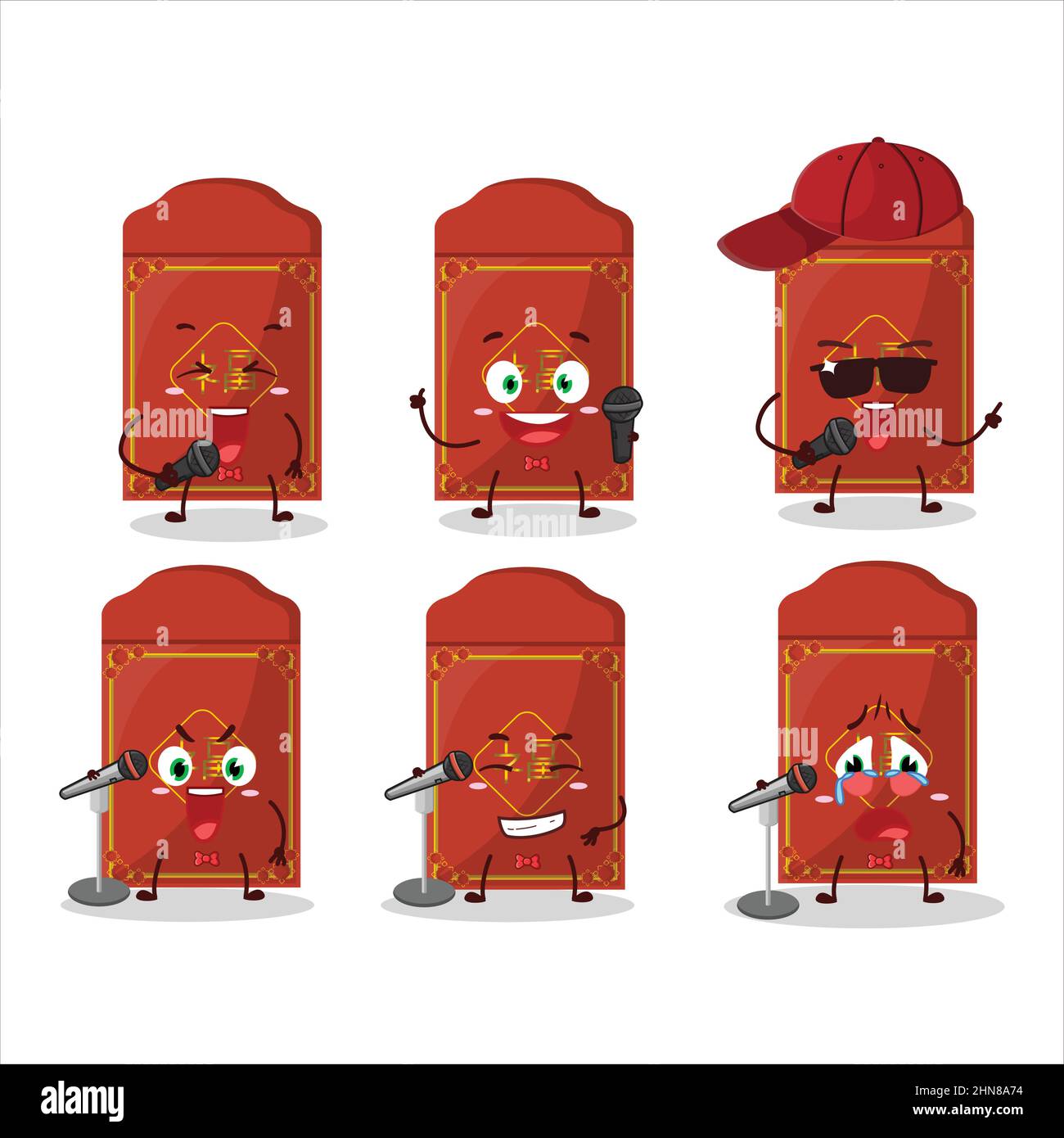 A Cute Cartoon design concept of red packets chinese singing a famous ...